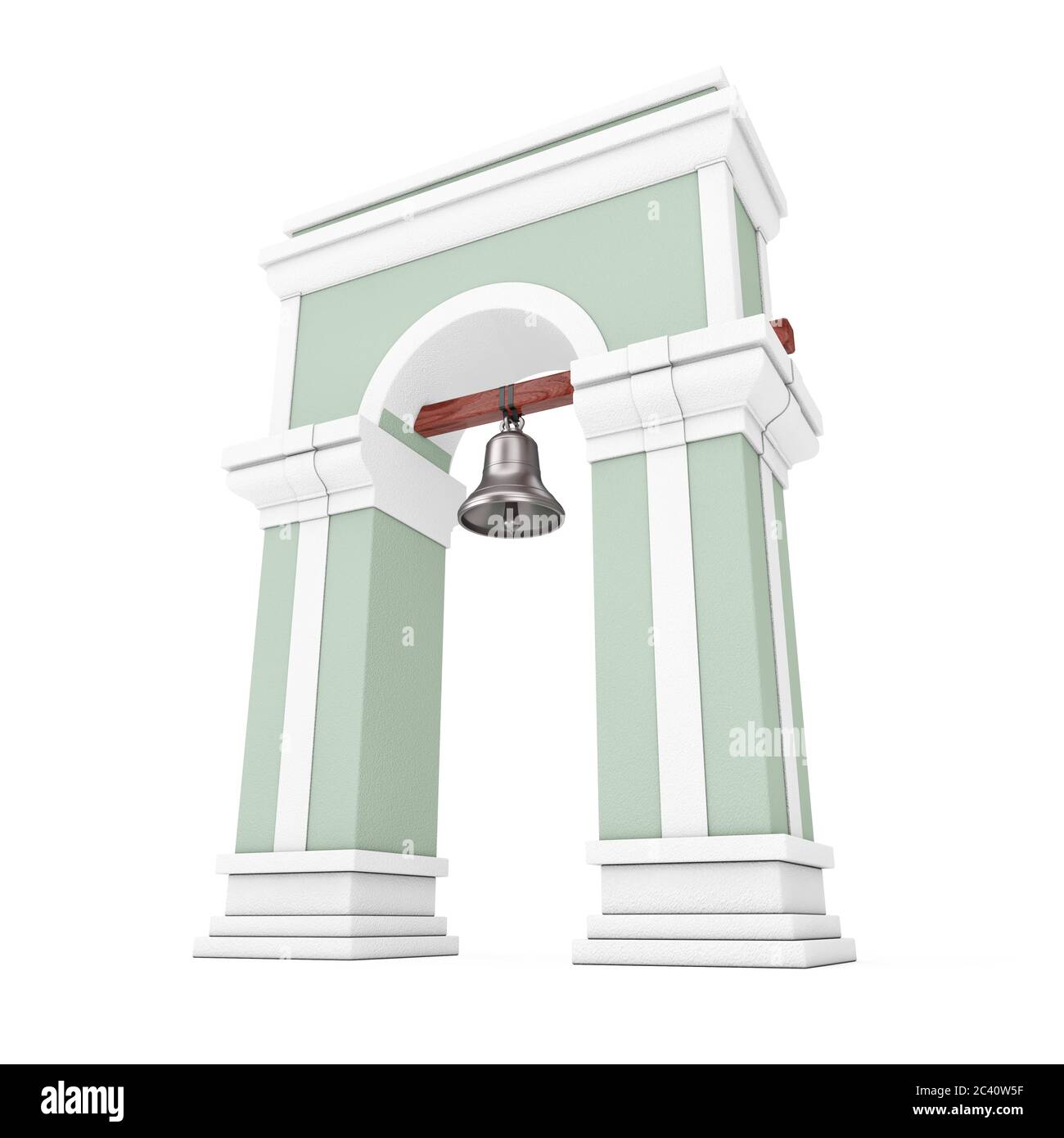 Bell Tower with Archway and Hanging Bell on a white background. 3d ...