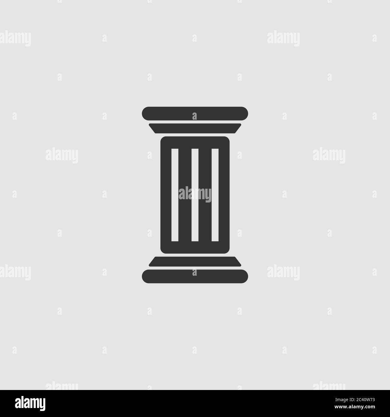 Antique Column icon flat. Black pictogram on grey background. Vector ...