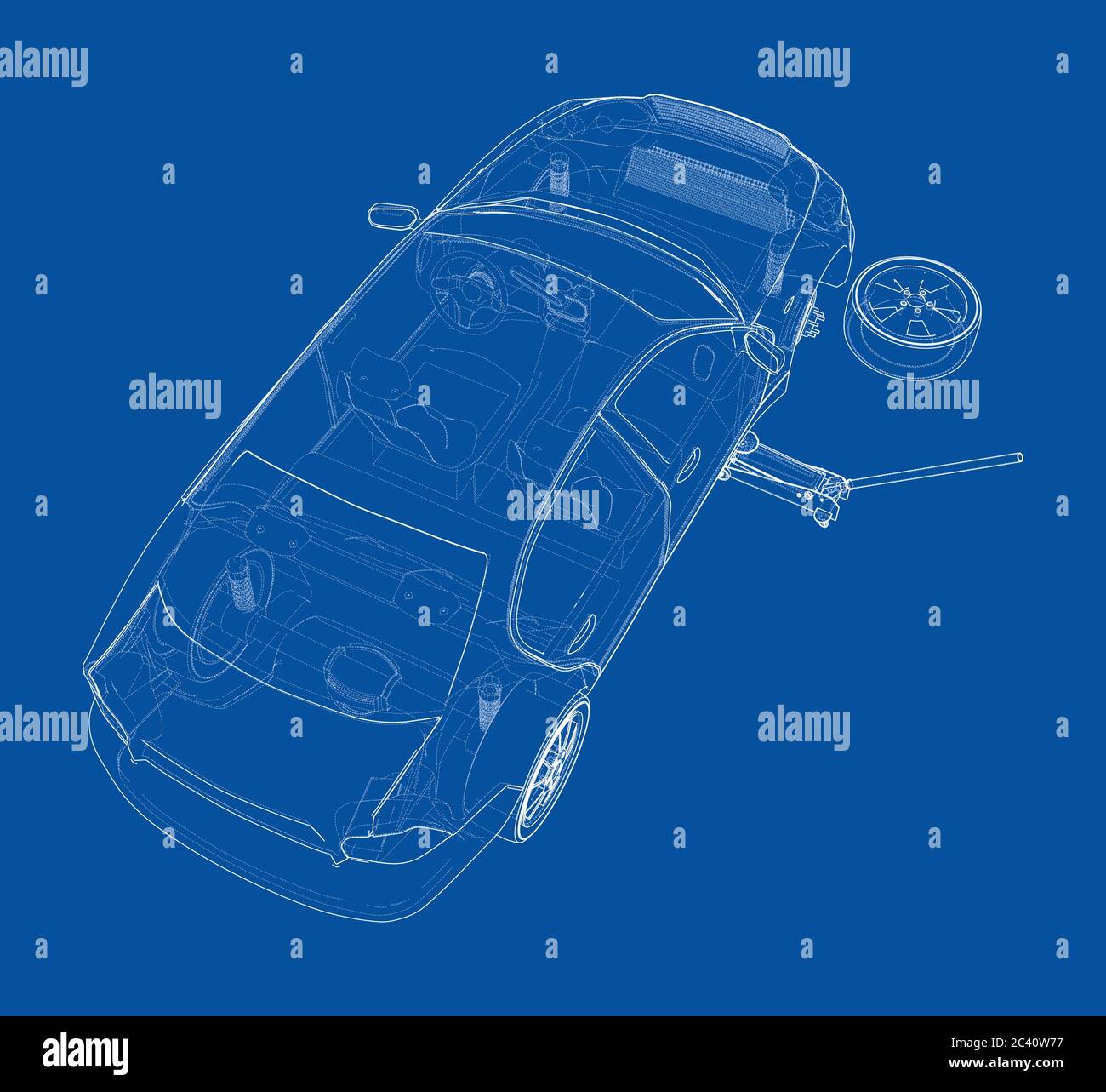 Concept car with Floor Car Jack. Vector Stock Vector Image & Art - Alamy