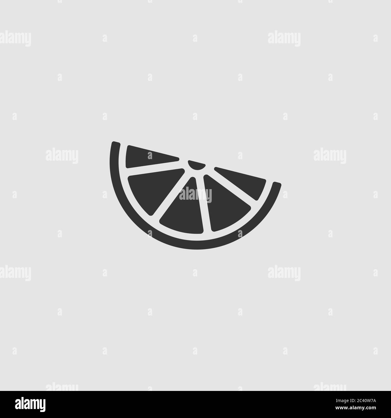 Lemon, lime - food icon flat. Black pictogram on grey background ...