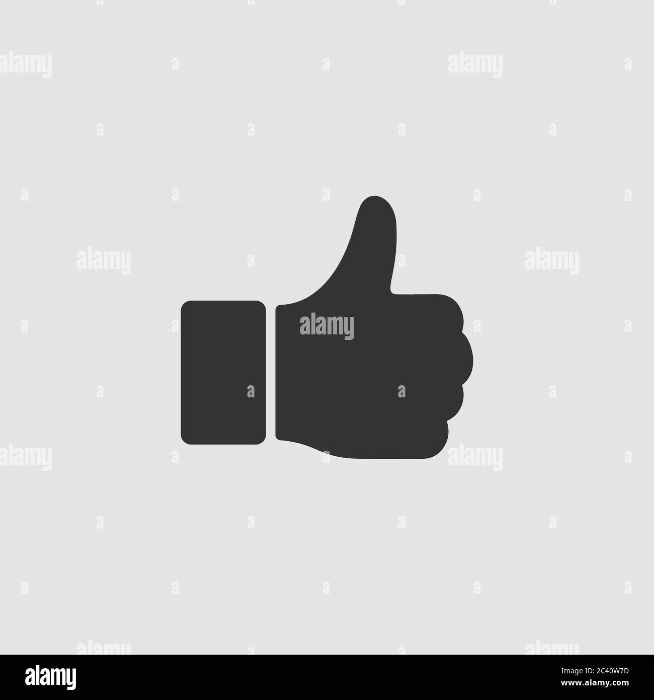 Hand Thumb Up icon flat. Black pictogram on grey background. Vector ...