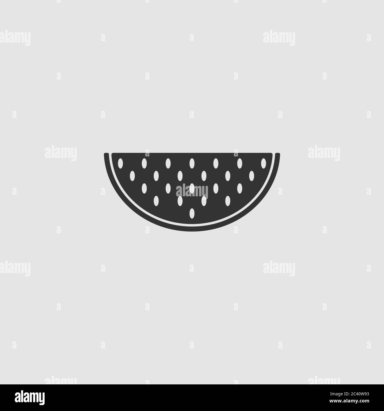Watermelon icon flat. Black pictogram on grey background. Vector illustration symbol Stock ...