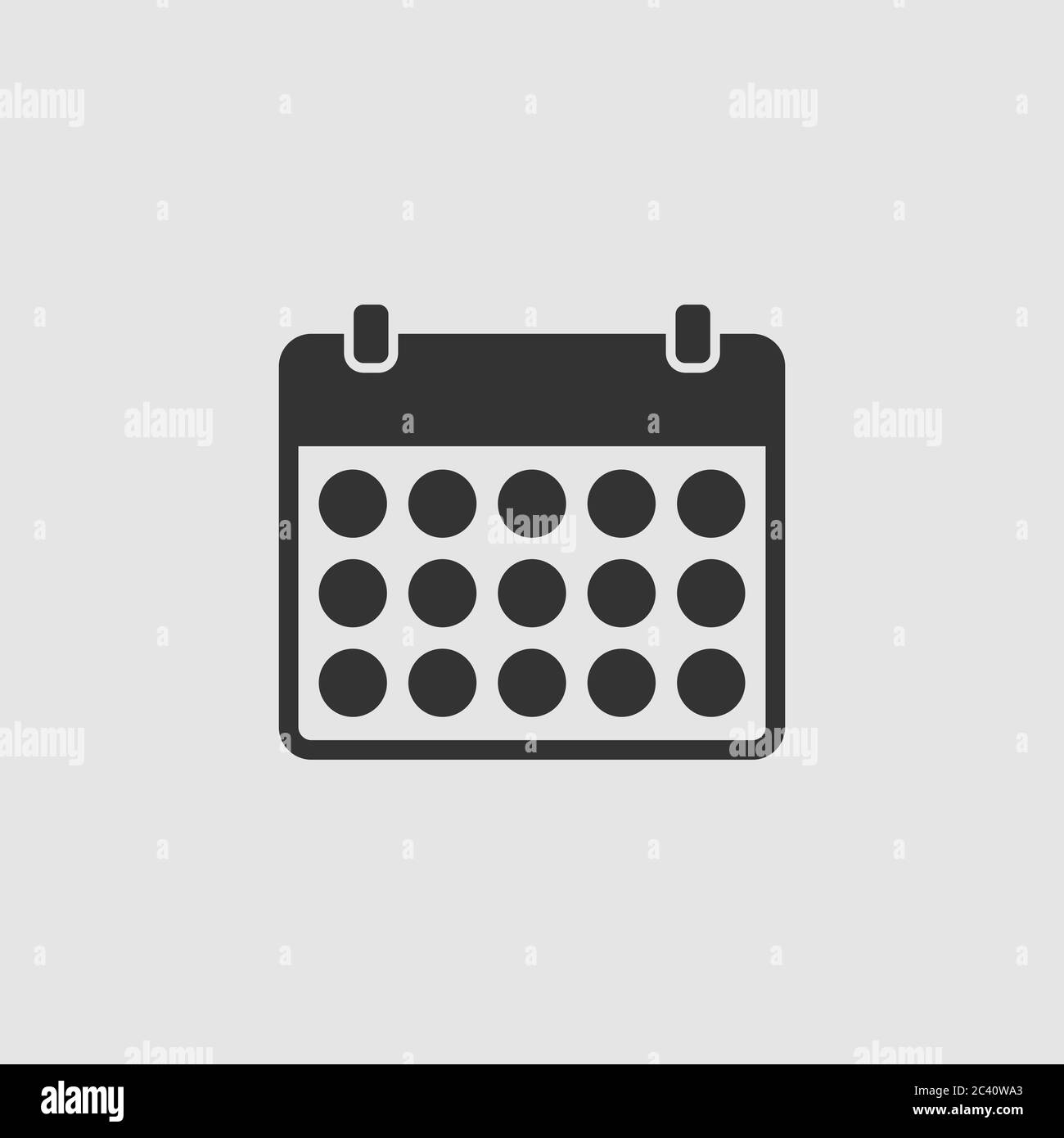 Calendar icon flat. Black pictogram on grey background. Vector ...