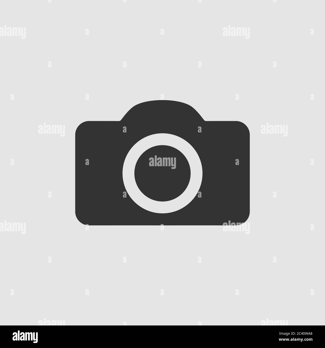 Camera icon flat. Black pictogram on grey background. Vector ...