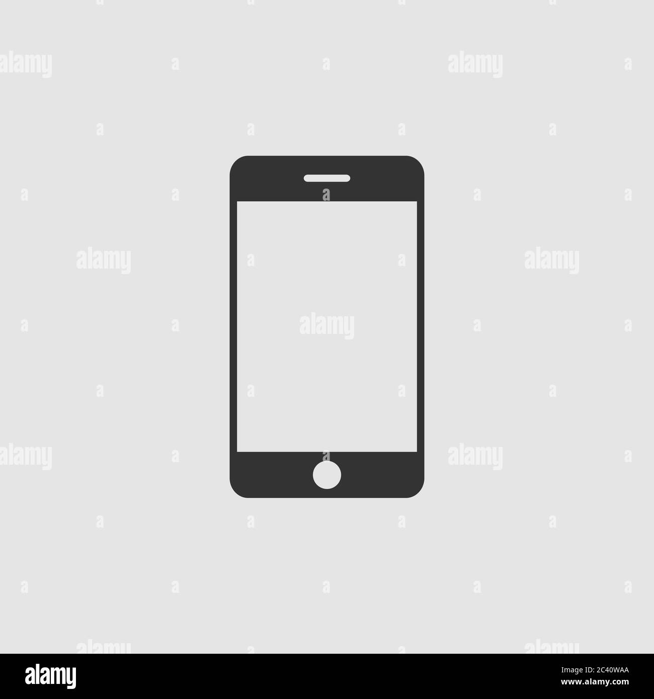 Mobile Phone icon flat. Black pictogram on grey background. Vector ...