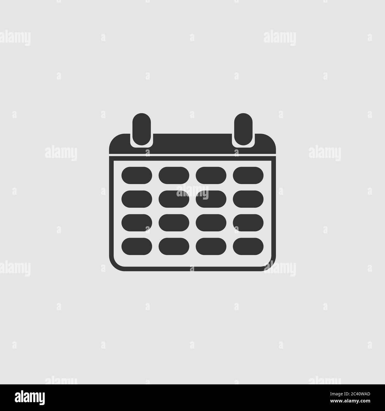 Calendar icon flat. Black pictogram on grey background. Vector ...