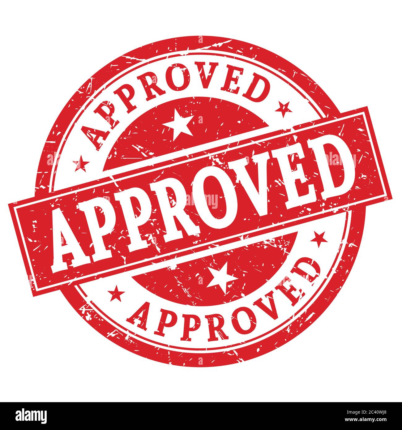 APPROVED red grungy round rubber stamp Stock Photo - Alamy
