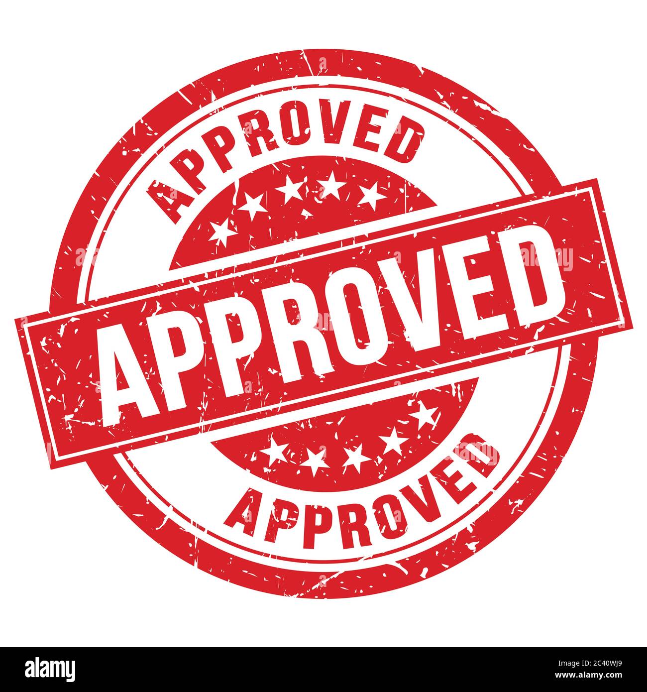 APPROVED red grungy round rubber stamp Stock Photo - Alamy