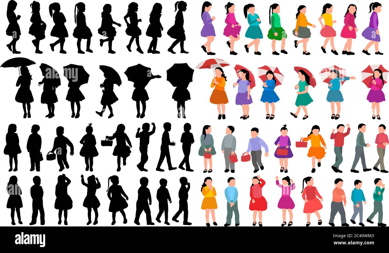 silhouette of a child, set, collection of faceless children Stock ...