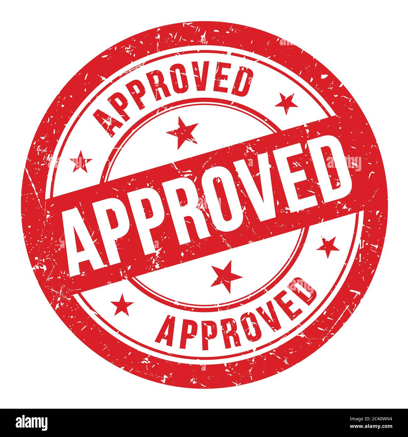 APPROVED red grungy round rubber stamp Stock Photo - Alamy