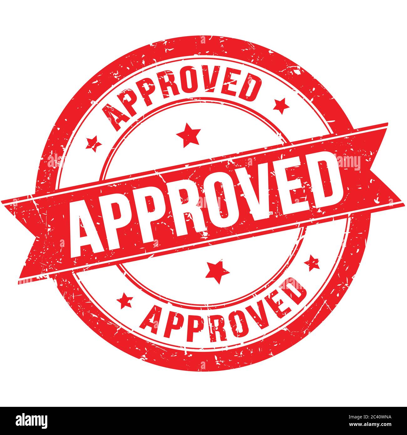 APPROVED red round grungy stamp Stock Photo - Alamy