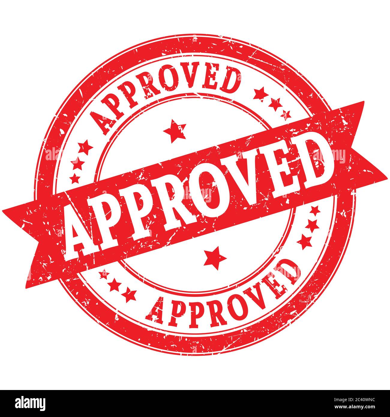 APPROVED red round grungy stamp Stock Photo - Alamy