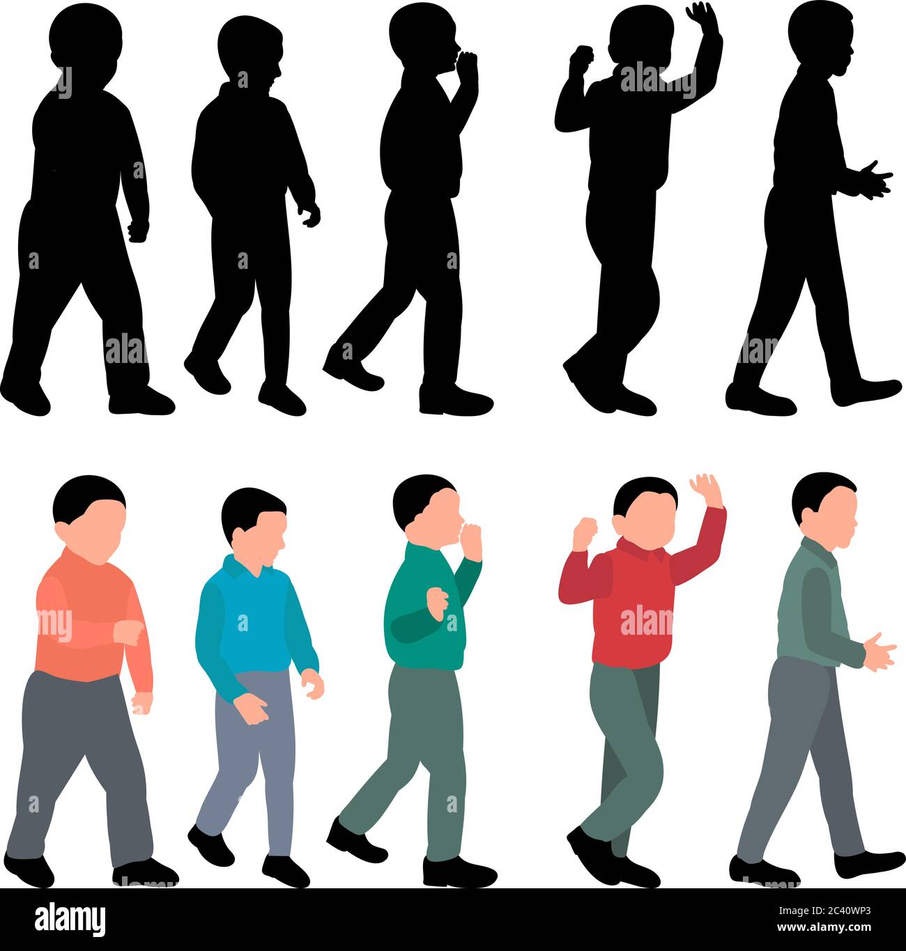 vector, on a white background, faceless kids go Stock Vector Image ...