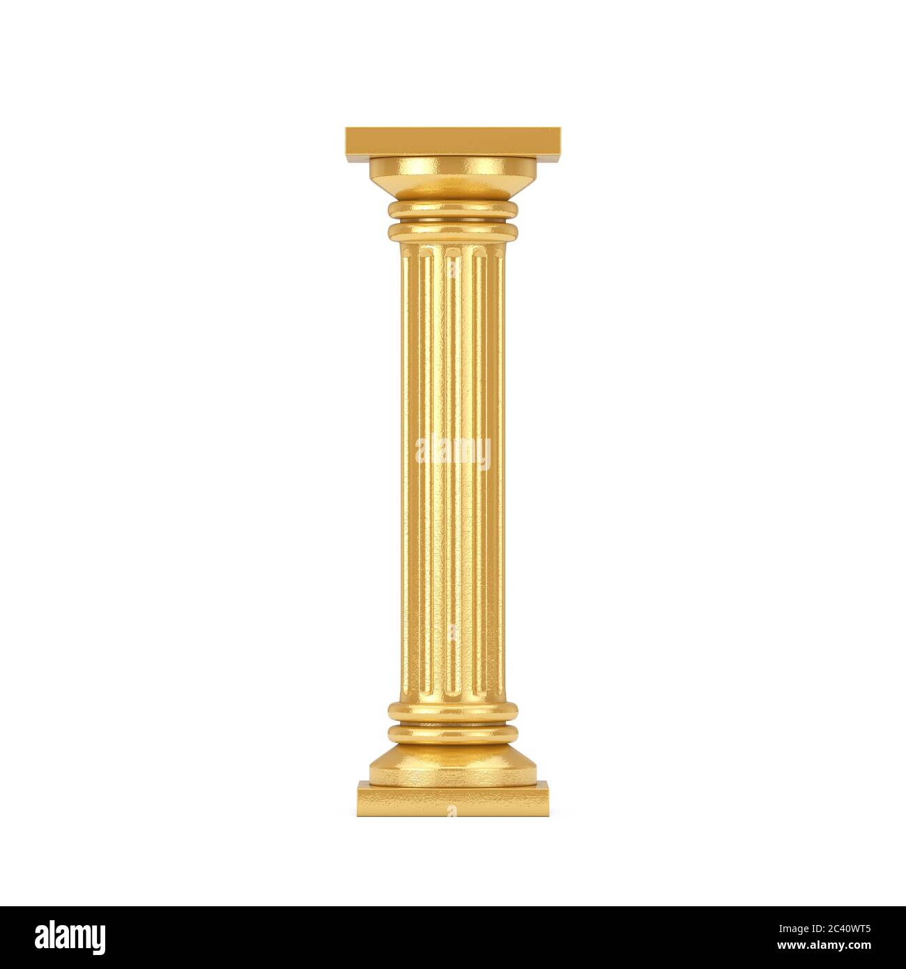 Golden Classic Greek Column Pedestal on a white background. 3d ...