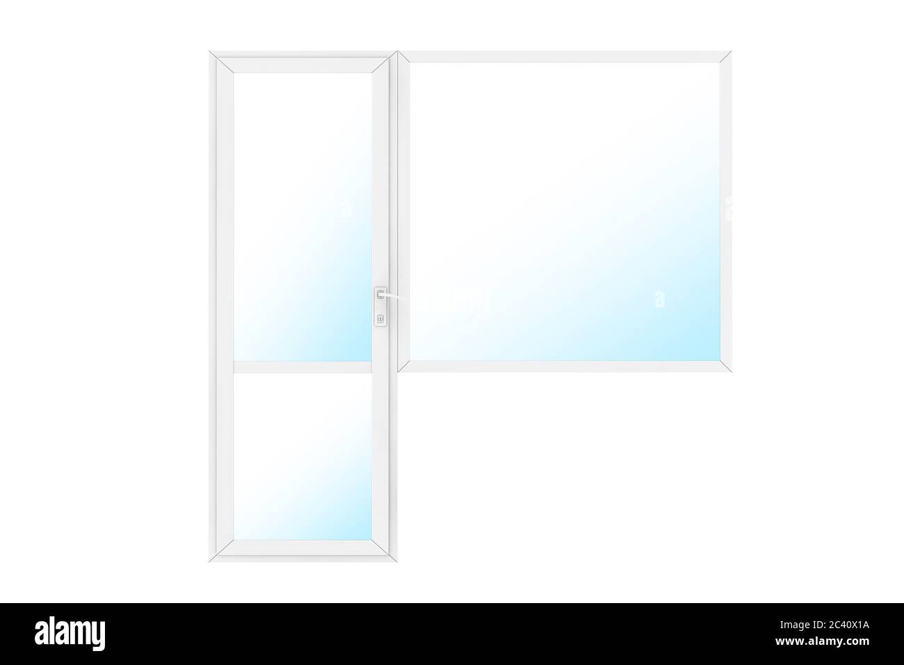 White Metal Plastic PVC Balcony Door and Window on a white background ...