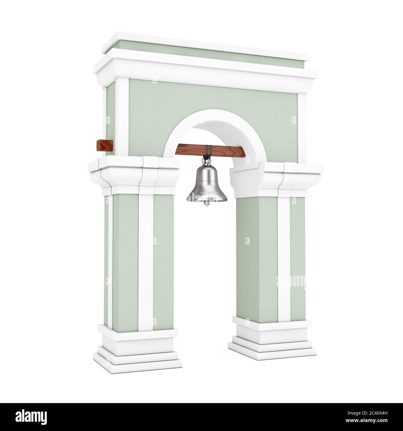 Bell Tower with Archway and Hanging Bell on a white background. 3d ...