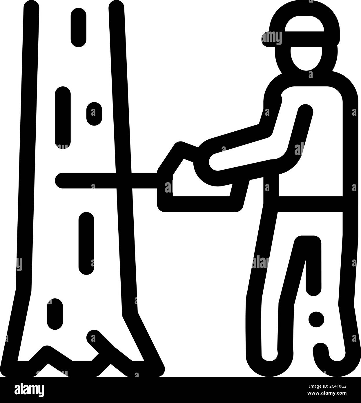 tree felling worker icon vector outline illustration Stock Vector Image ...