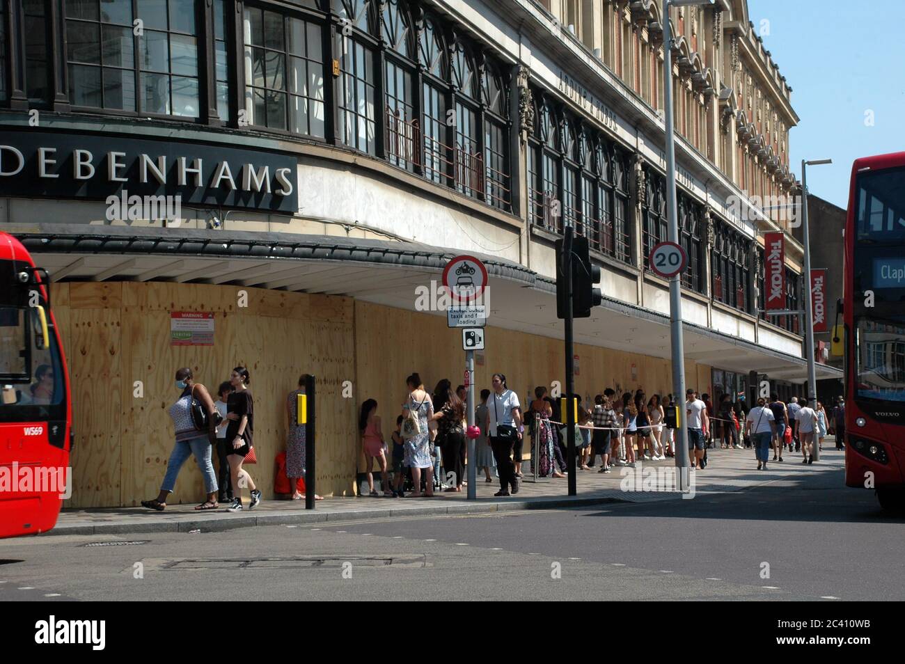 London, UK. 23rd June, 2020. Long queues at TK Maxx on Tuesday ...