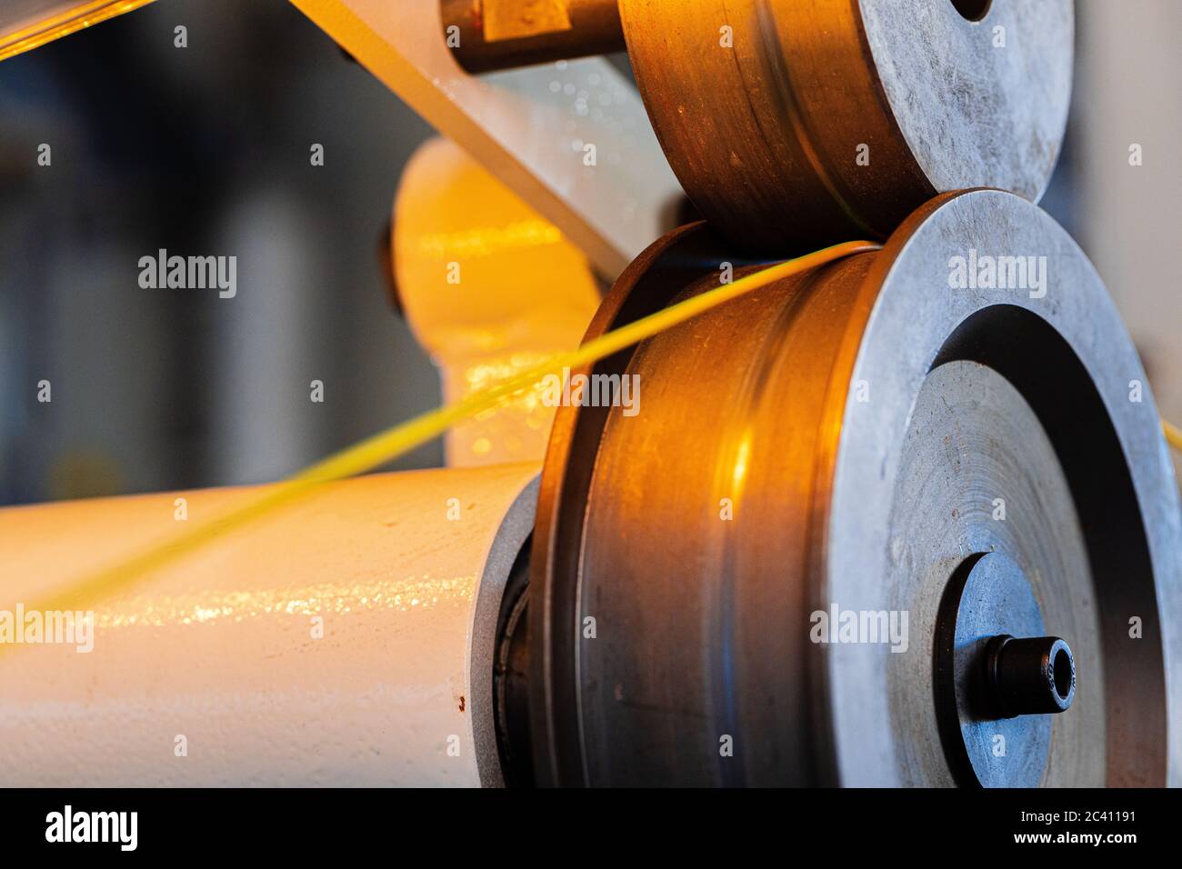 Close up of cable wire production in cable factory Stock Photo - Alamy