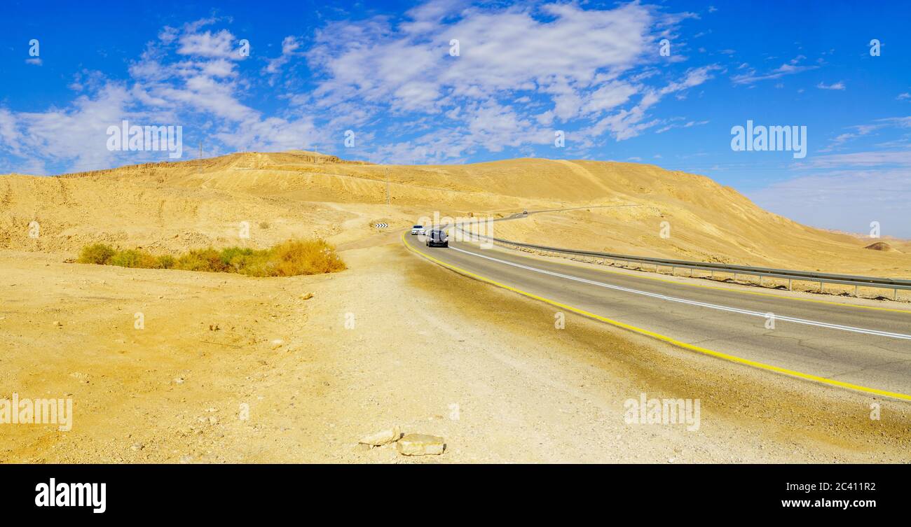 Landscape of the Arava desert and road 40. Southern Israel Stock Photo ...