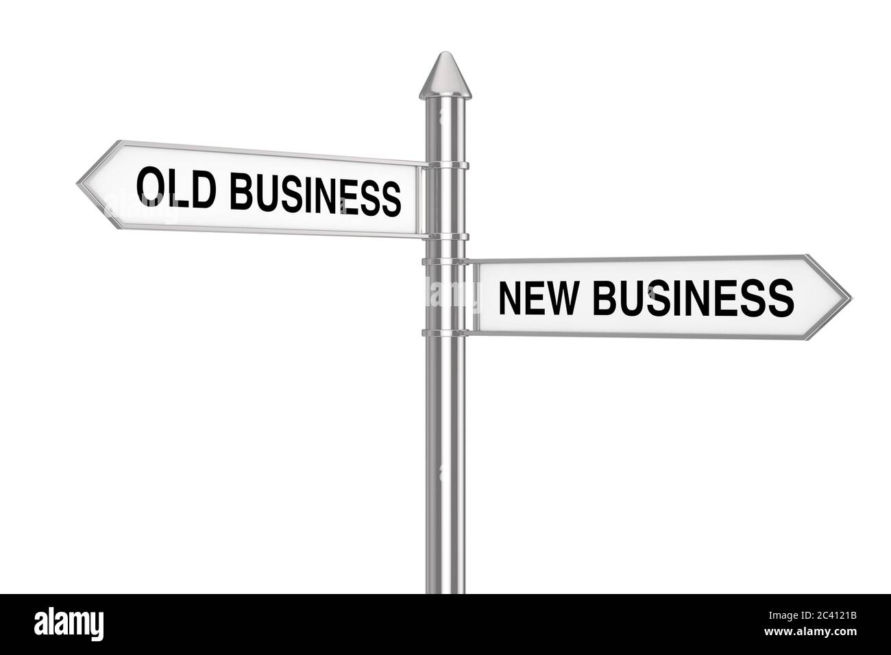 Old and New Business Direction Arrows Road Sign on a white background ...