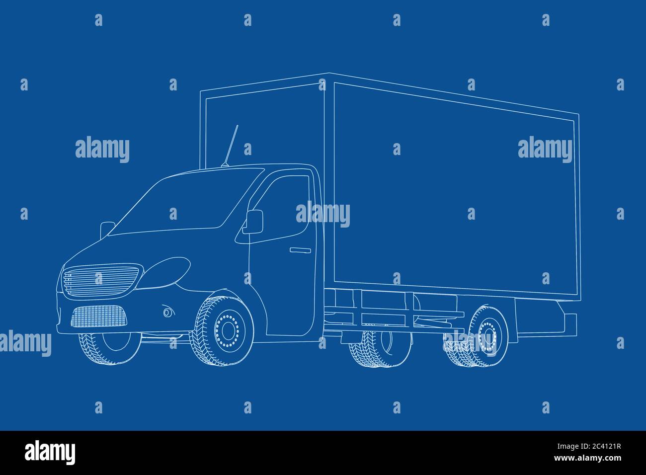 Technical Illustration of Wire-frame Style Commercial Industrial Cargo ...