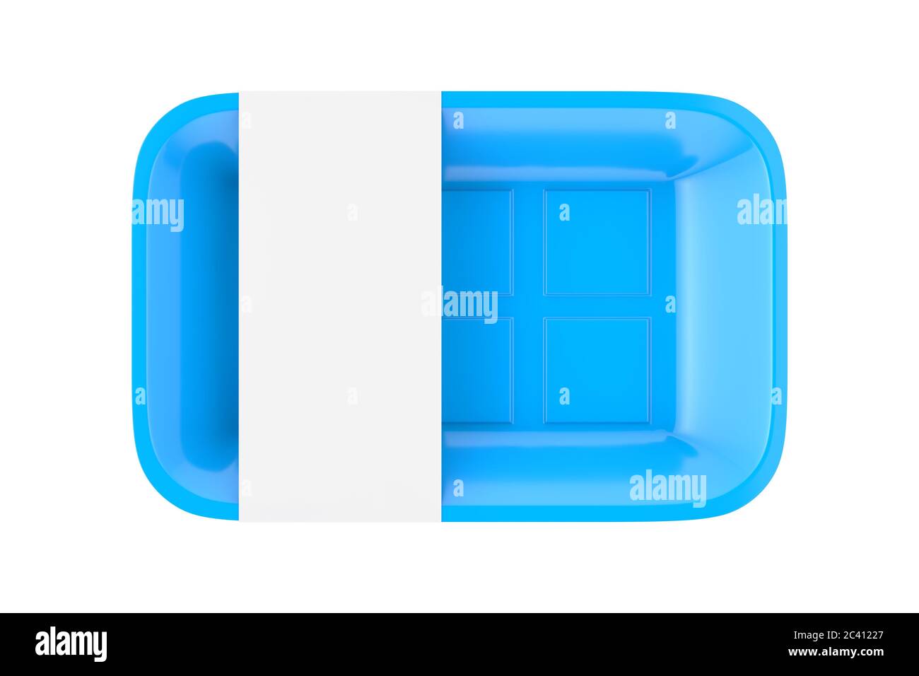 Empty Blue Plastic Food Container Tray Package with Blank Label for ...