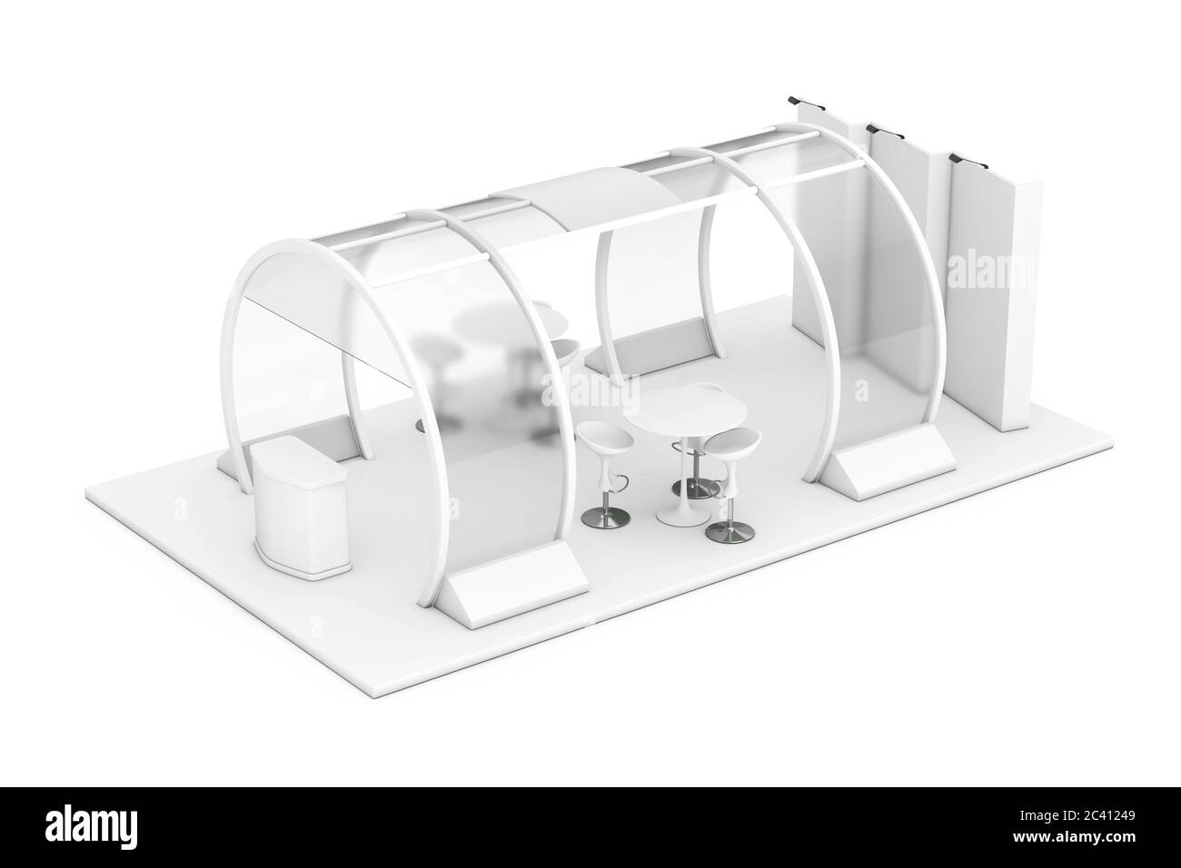 White Trade Commercial Exhibition Stand in Clay Style on a white ...