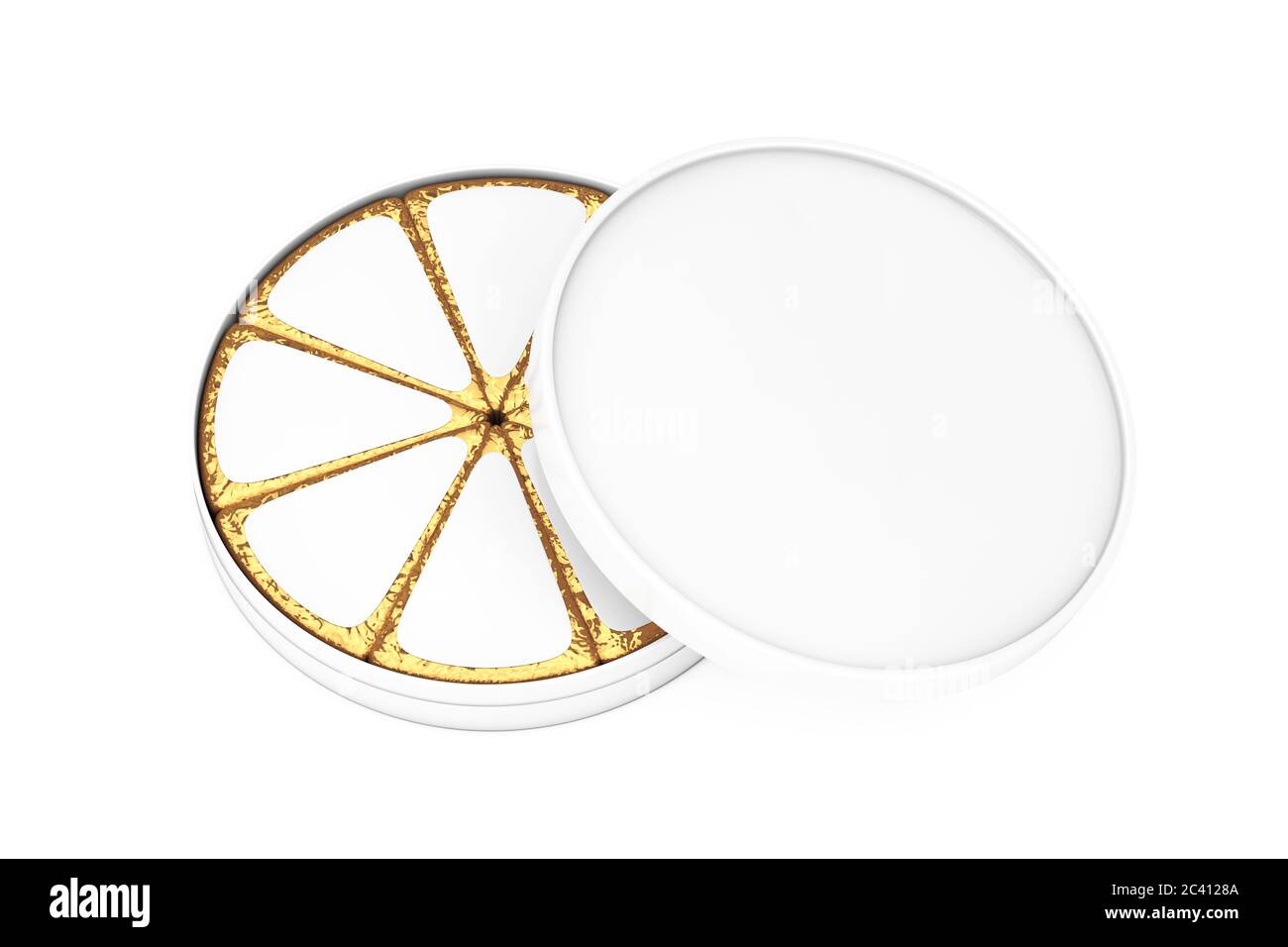 Piece of Cheese in Golden Foil and White Blank Label with Free Space ...