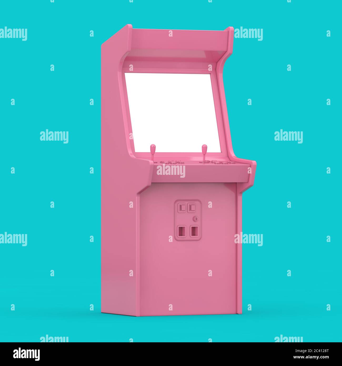 Pink Gaming Arcade Machine with Blank Screen for Your Design in Duotone ...