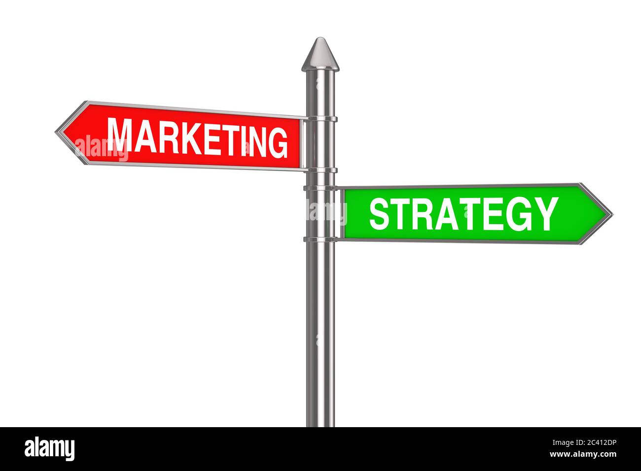 Marketing and Strategy Direction Arrows Road Sign on a white background ...