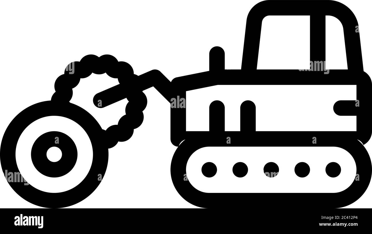 logging tractor icon vector outline illustration Stock Vector Image ...