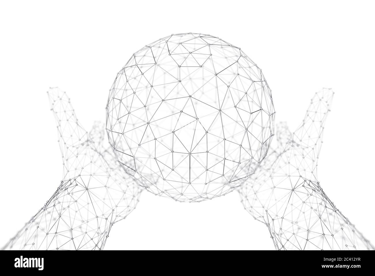 Abstract Polygonal Sphere Atom, DNA, Neurons, Globe, Molecule with ...