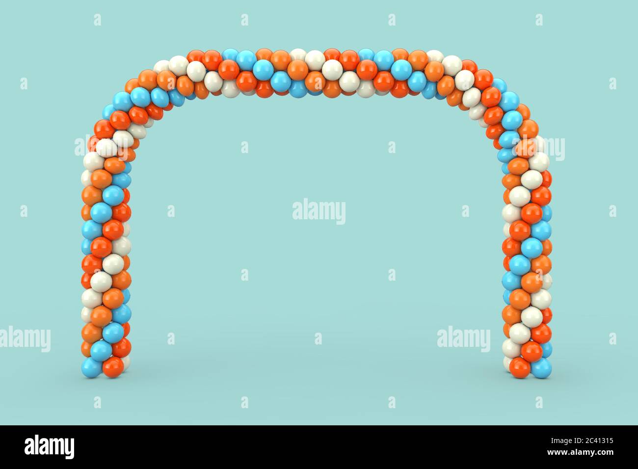 White, Blue and Orange Balloons in Shape of Arc, Gate or Portal on a ...