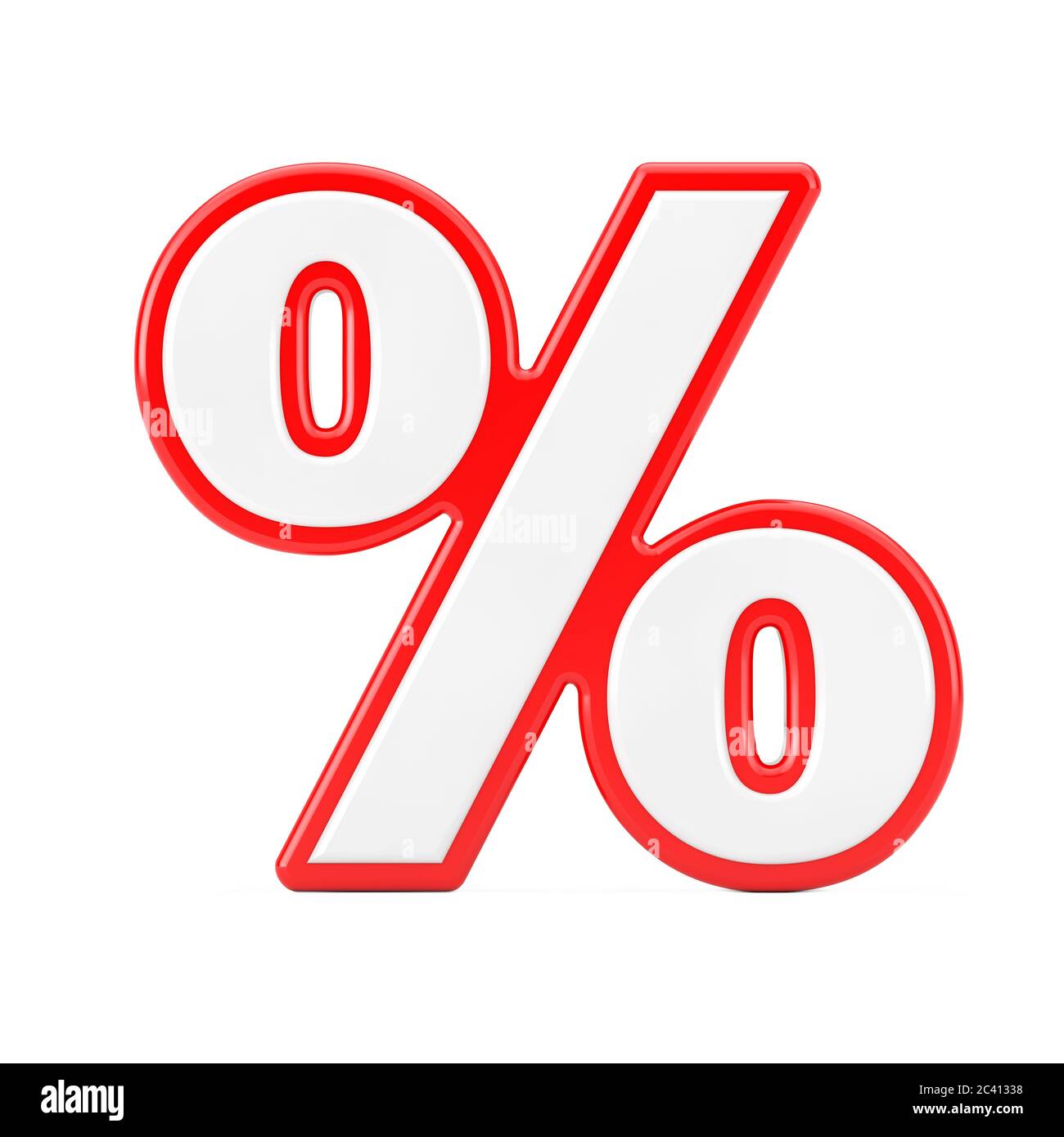 Red and White Percent Symbol on a white background. 3d Rendering Stock ...