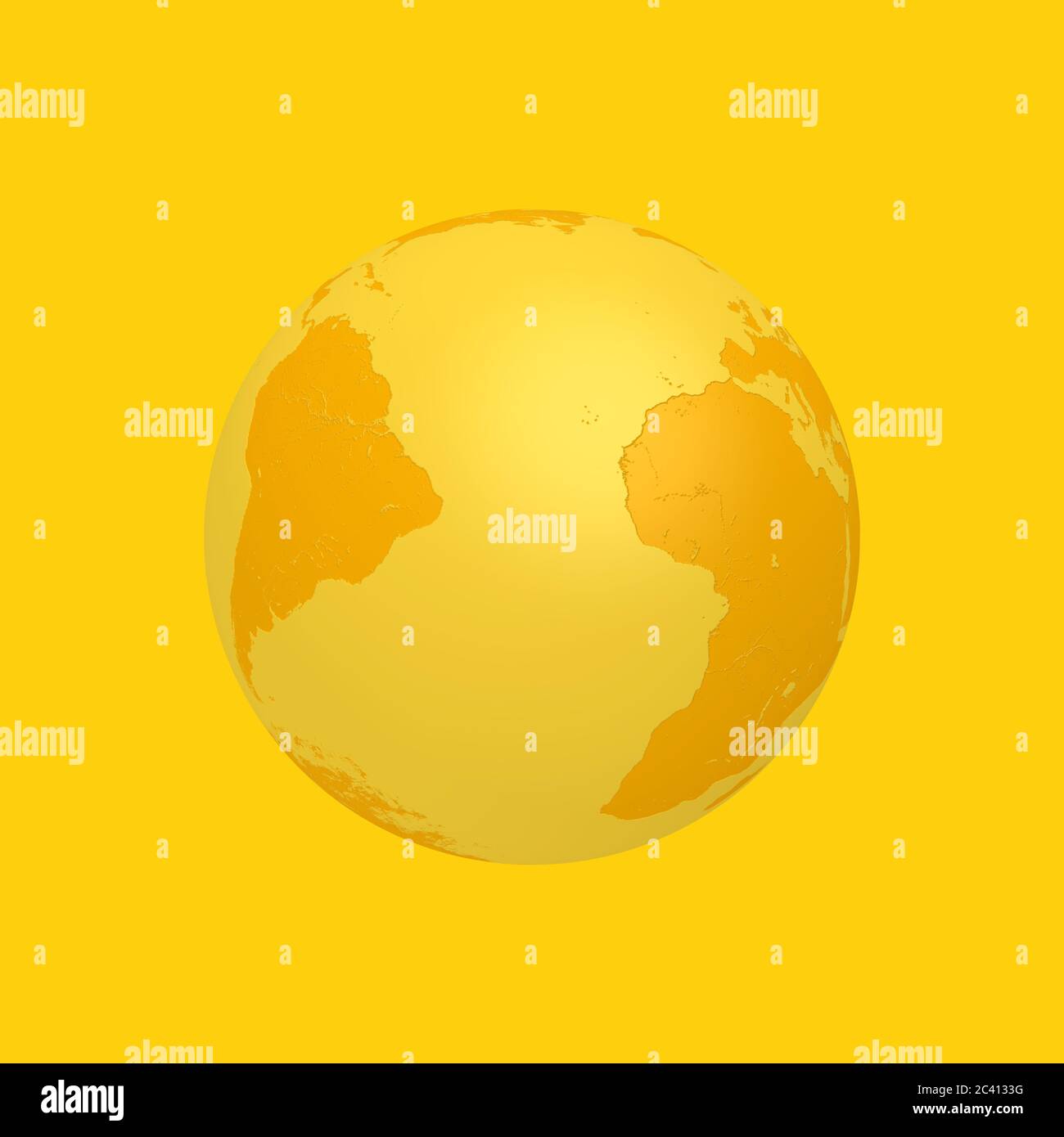 Yellow Earth Globe in Duotone Style on a yellow background. 3d ...