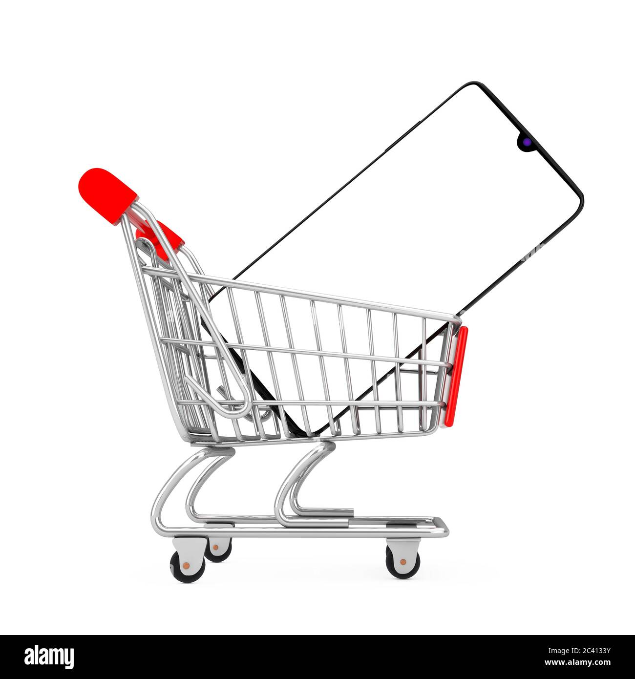 Mobile Phone with Blank Screen for Your Design in Shopping Cart Trolley ...