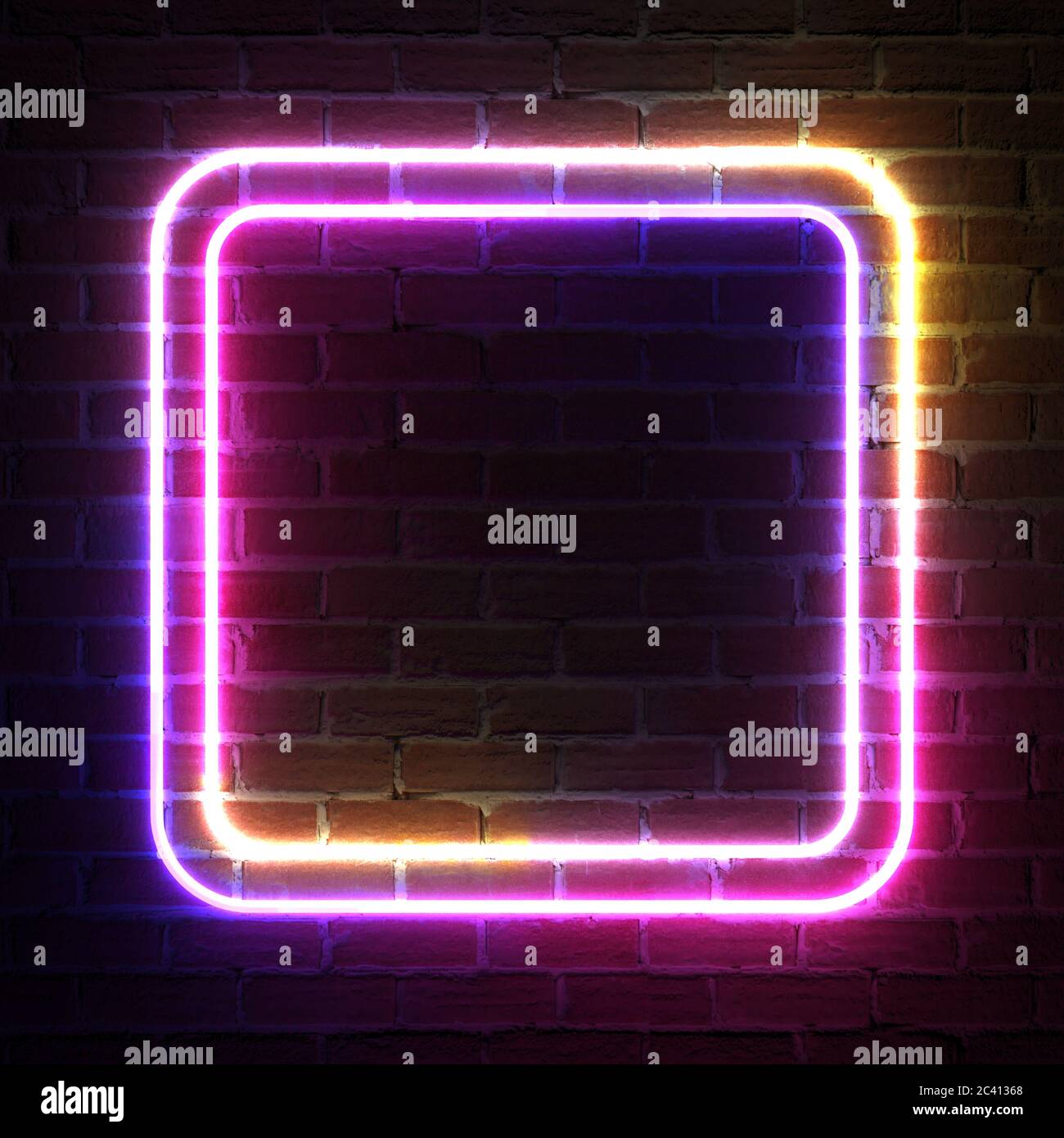 Rectangle Neon Light Frame for Template and Layout in front of brick ...