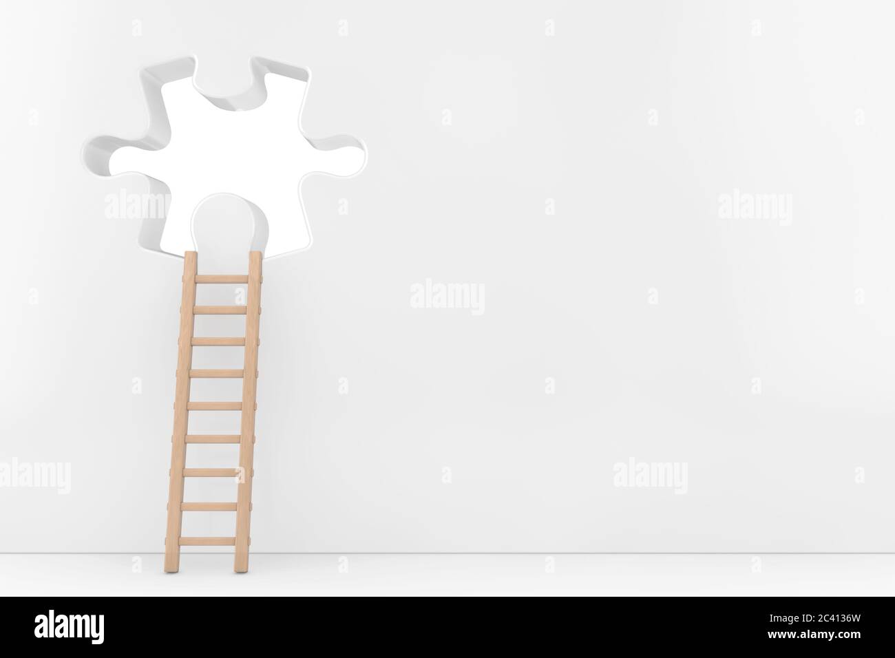 Woode Ladder Near the Wall with One Missing Piece of the Jigsaw Puzzle ...