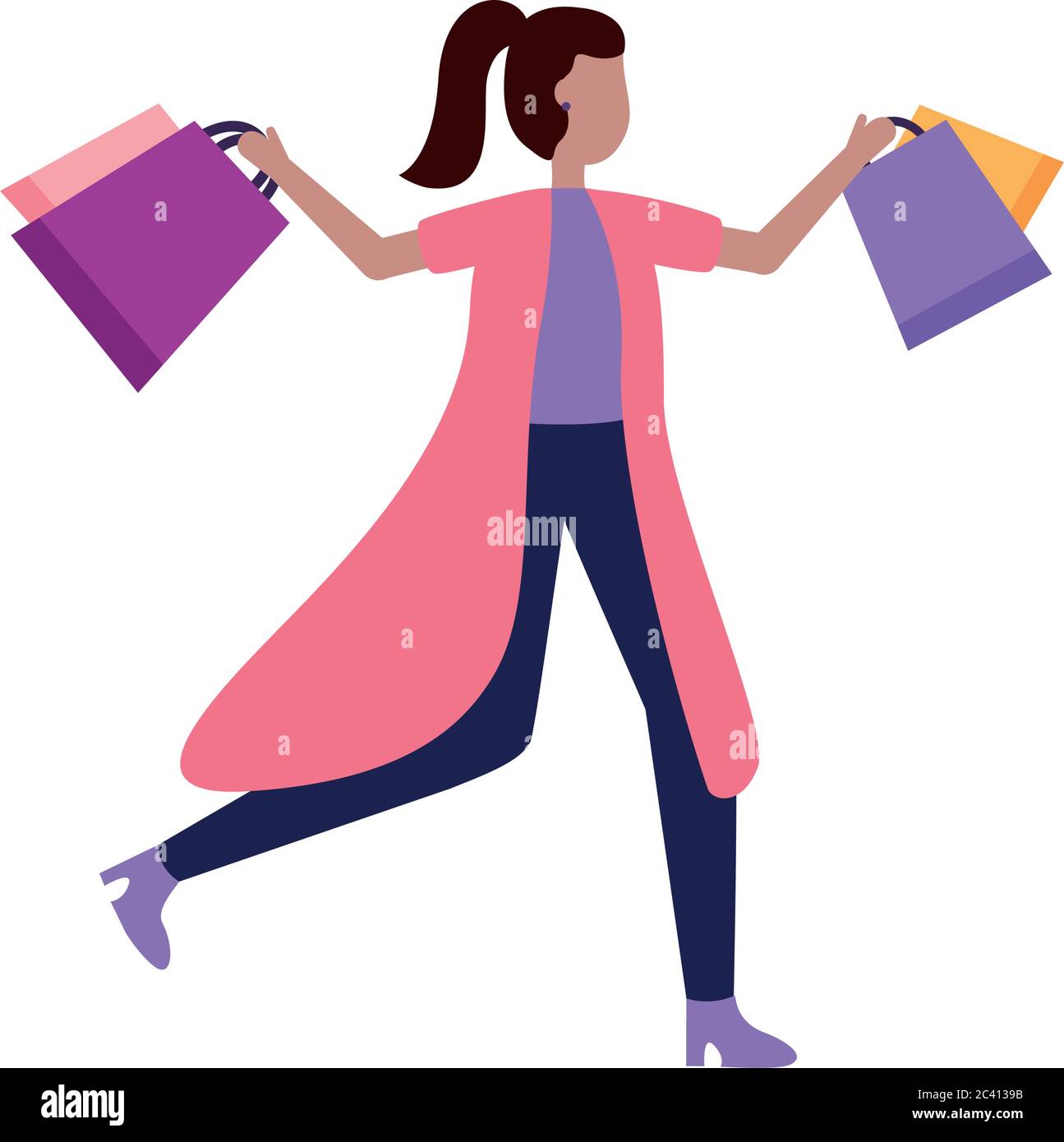woman avatar with bags design of Shopping commerce and market theme ...