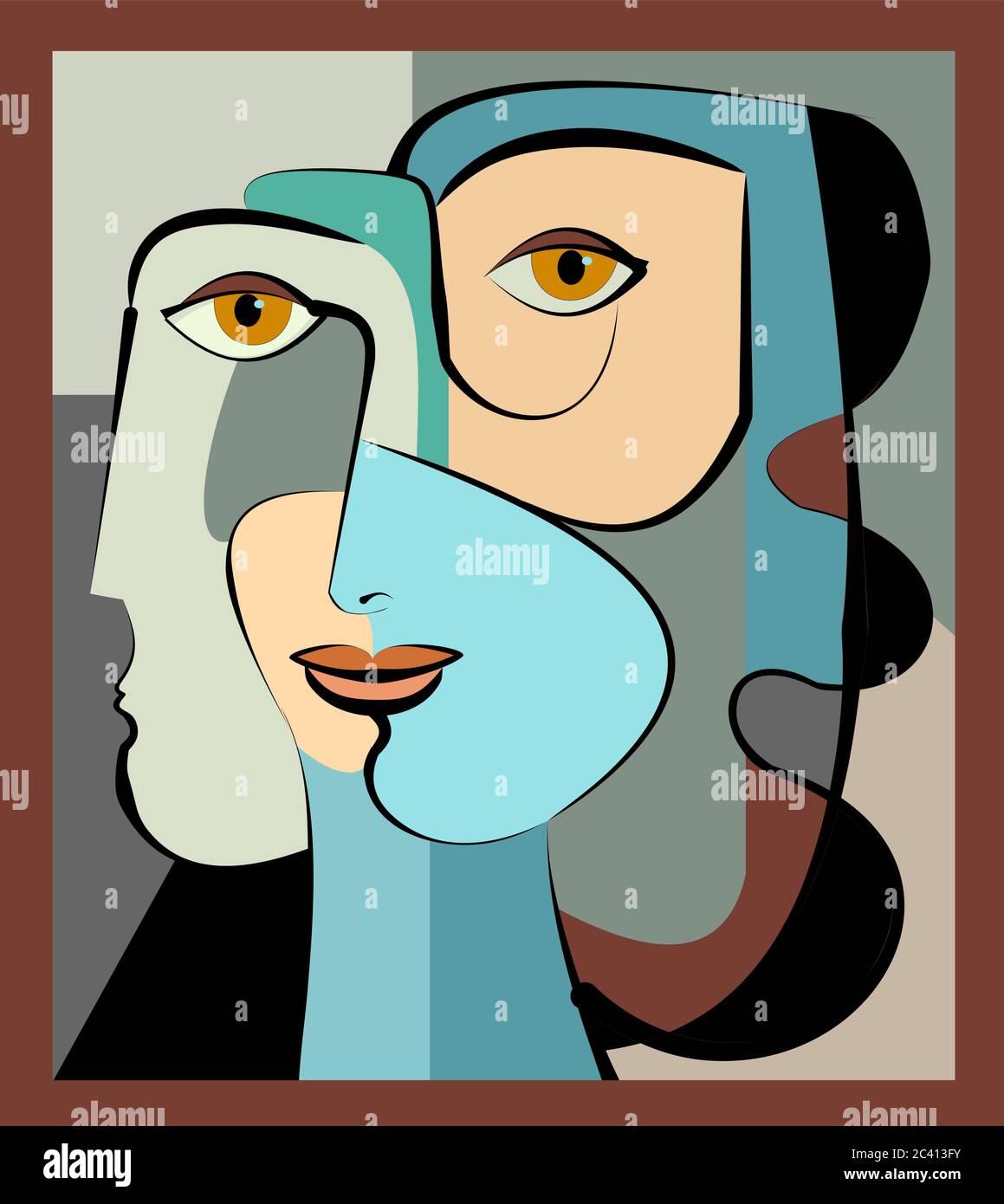 Colorful background, cubism art style,abstract s portraits Stock Vector ...