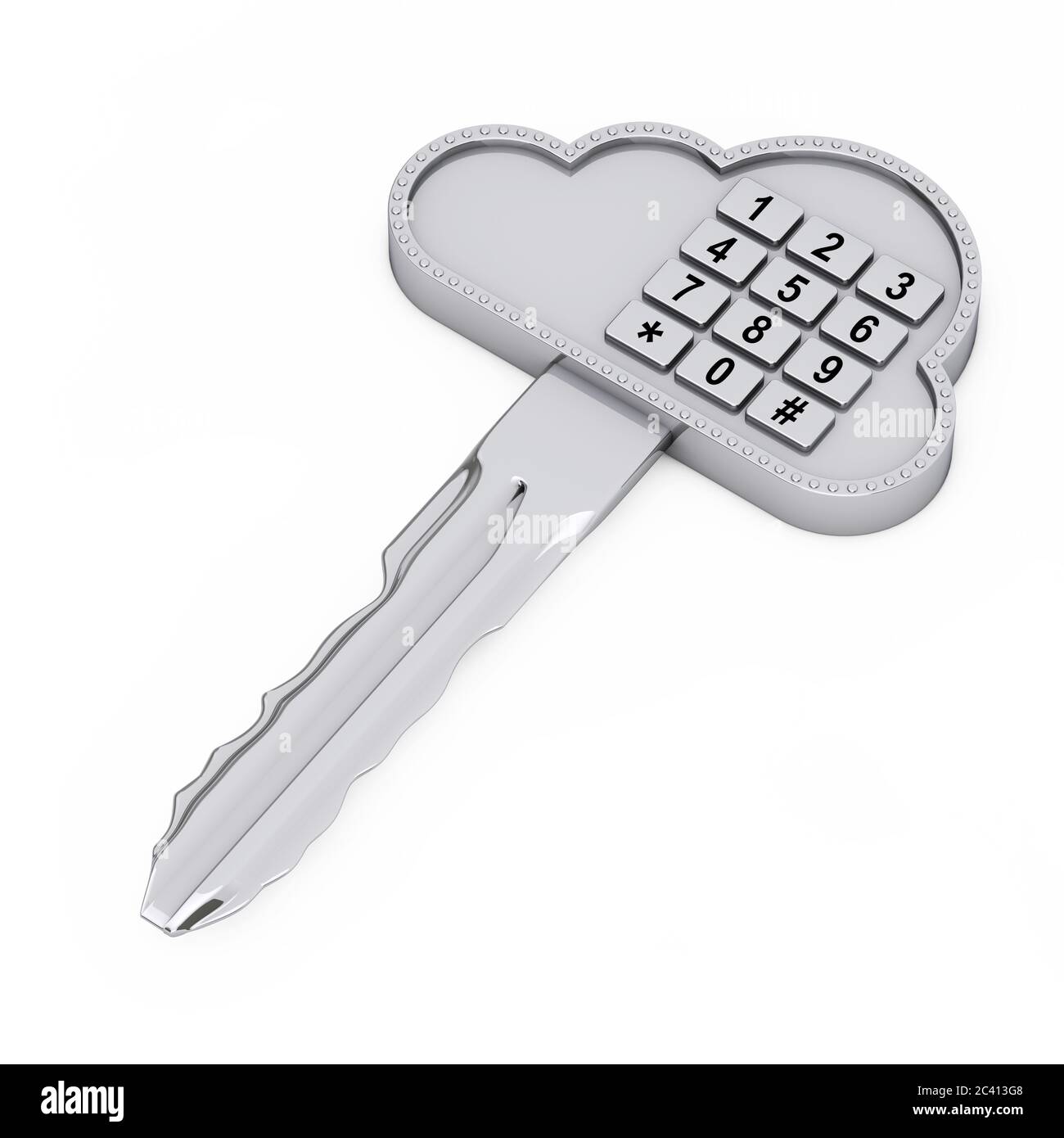 Internet Security Concept. Cloud Key with Digital Entry Keypad on a ...
