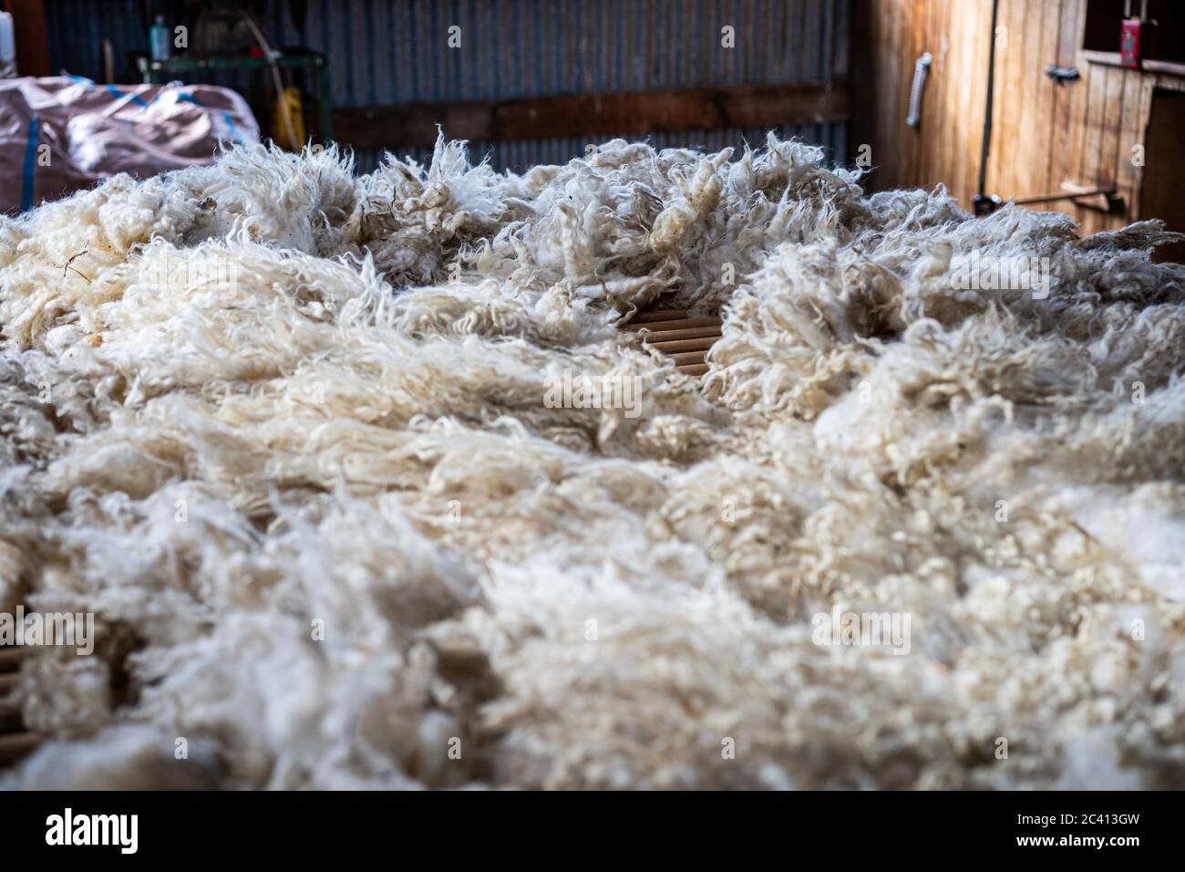Raw wool on table hi-res stock photography and images - Alamy