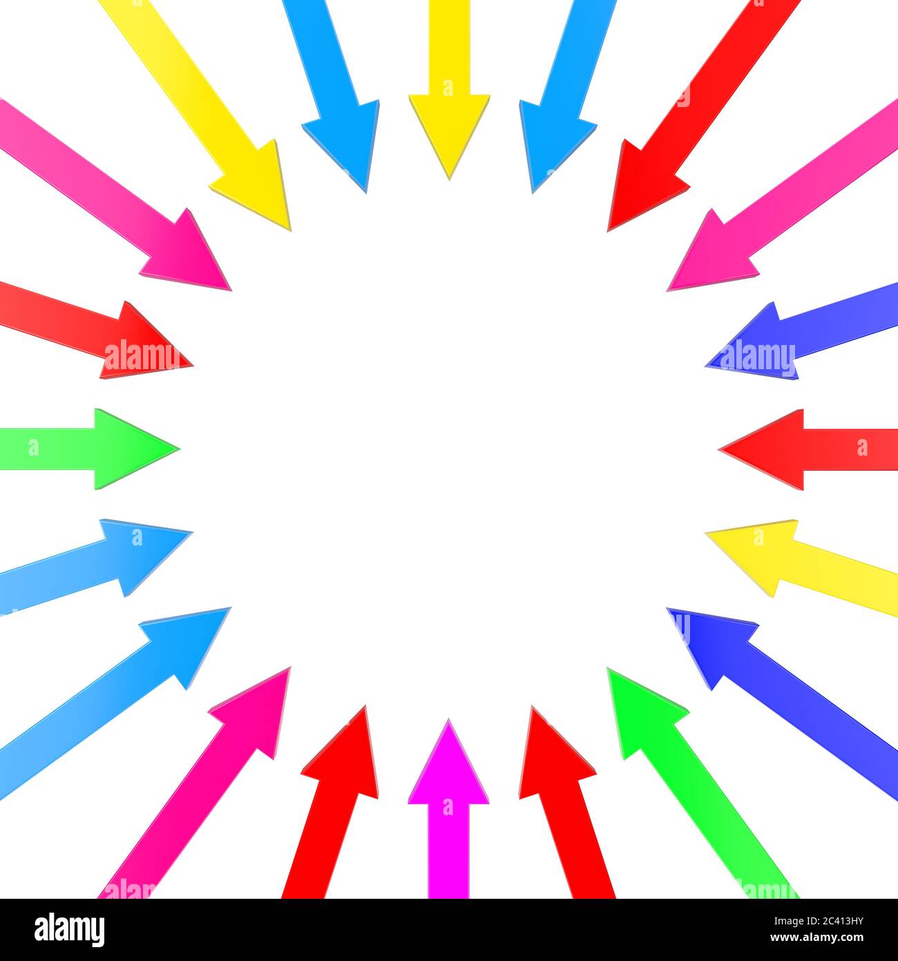 Rotating Multicolour Arrows Pointing to Center on a white background ...
