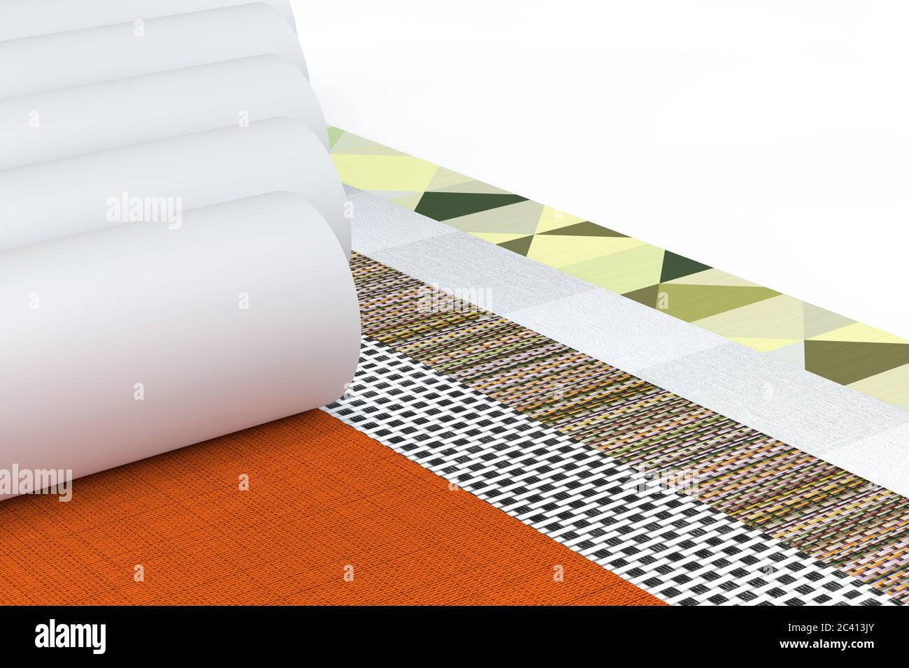 Row of Paperhanging Wallpaper Paper Rolls with Abstract Print on a ...