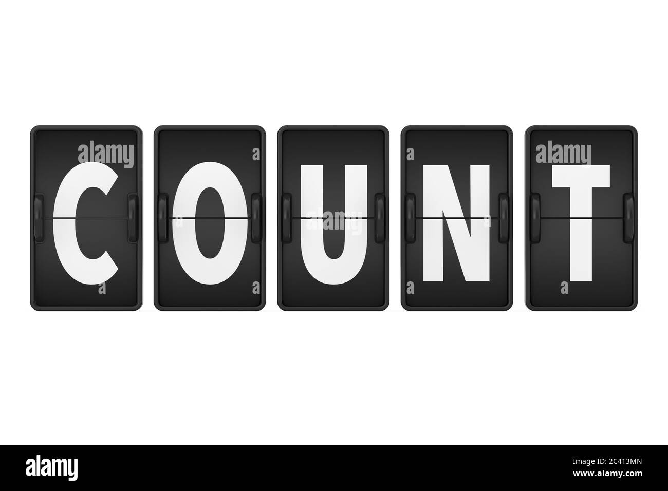 Count Sign as Flip Countdown Mechanical Airport Board on a white ...