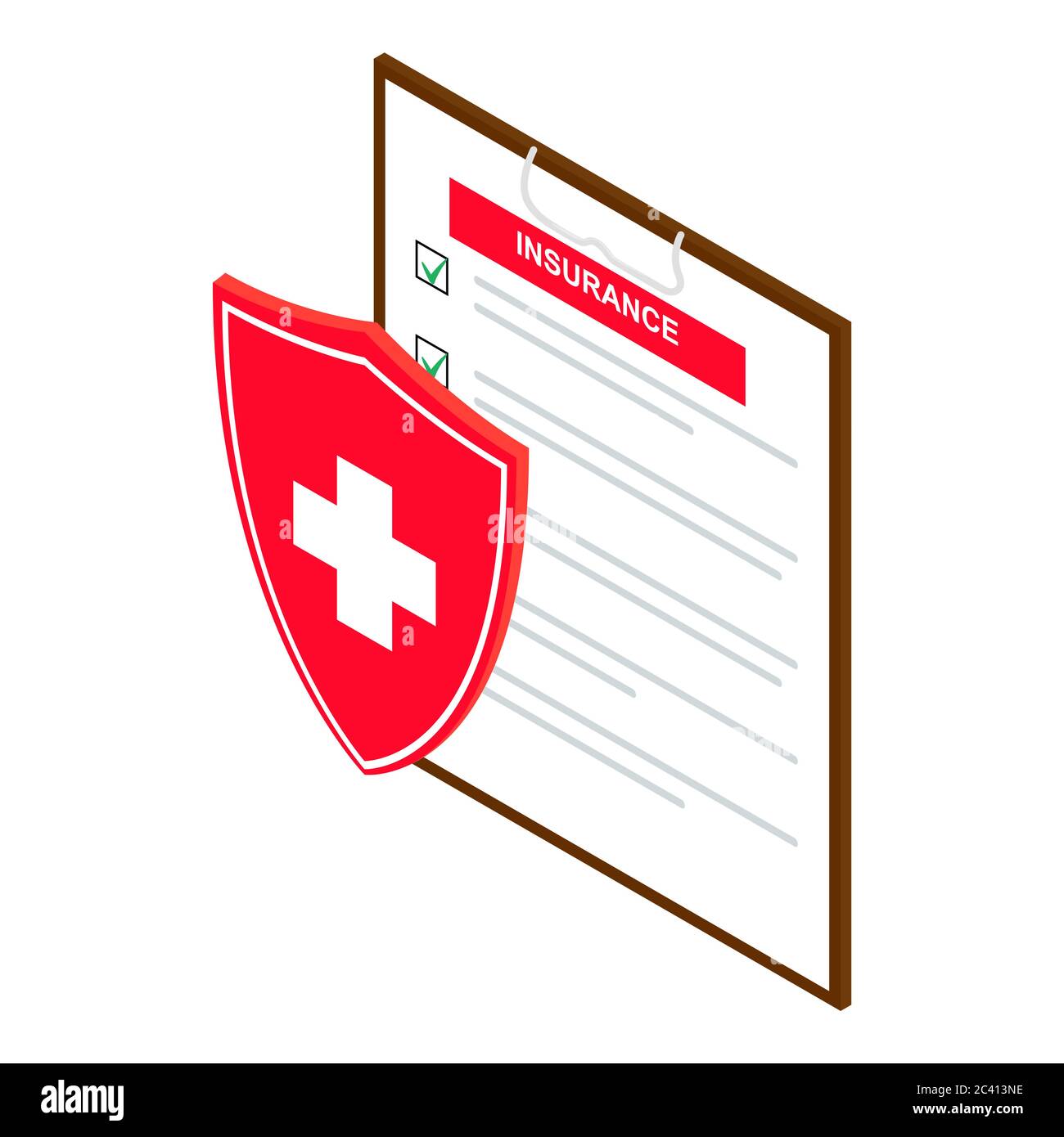 health insurance concept isolated on white. insurance contract vector ...