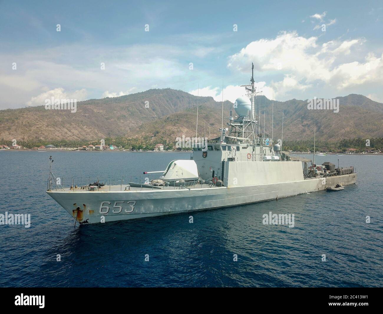 Aerial view of naval ship, battle ship, warship, Military ship r Stock ...