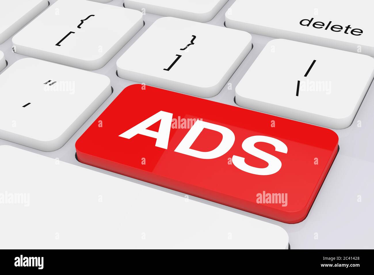 Red Ads Key on White PC Keyboard on a white background. 3d Rendering ...