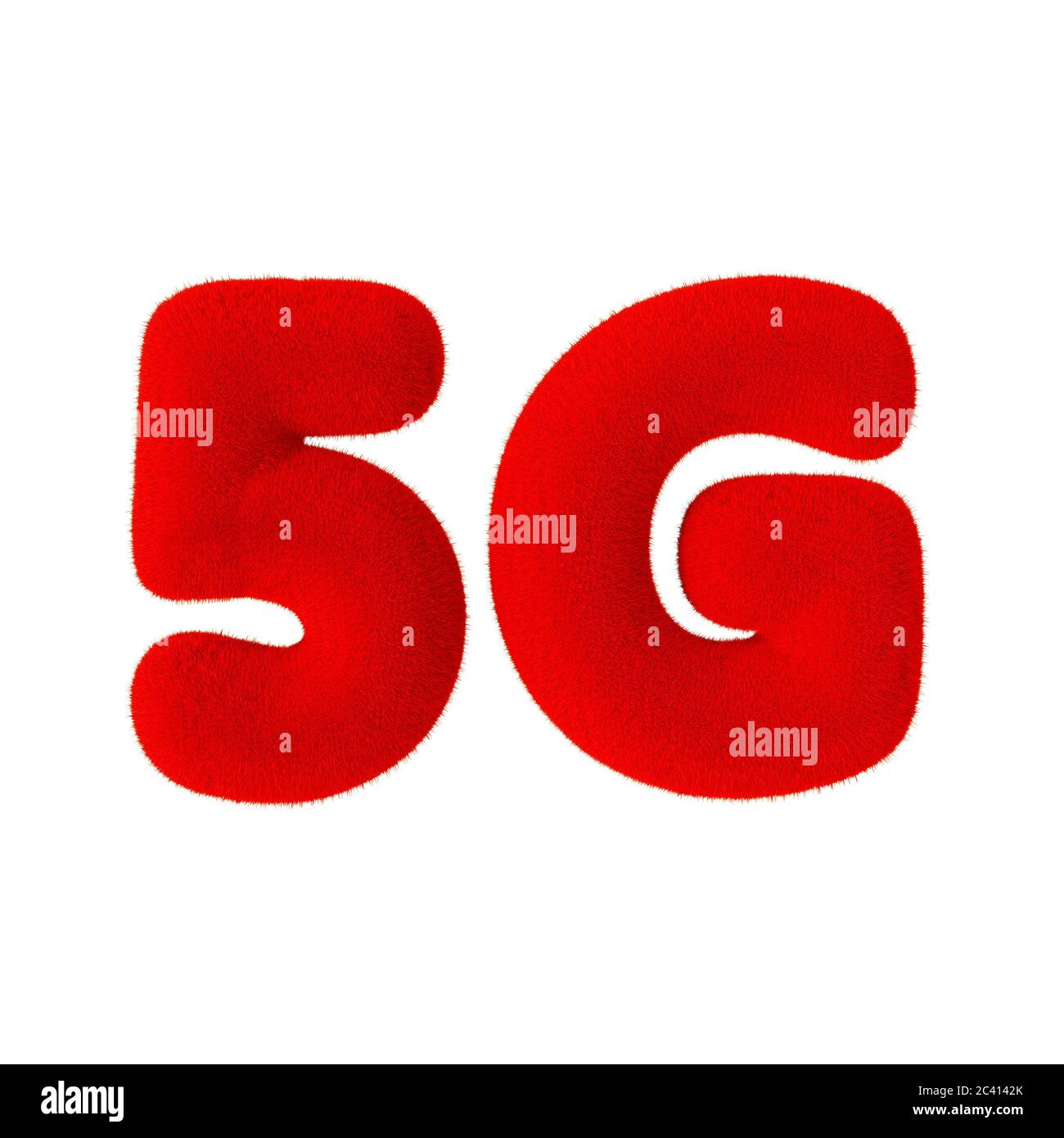 5G Network Sign as Red Fur on a white background. 3d Rendering Stock ...